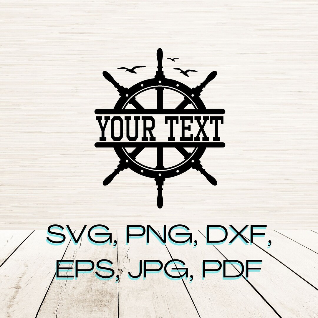 Split Monogram Ships Wheel Art Svg Dxf Png Eps Instant Digital Download ...