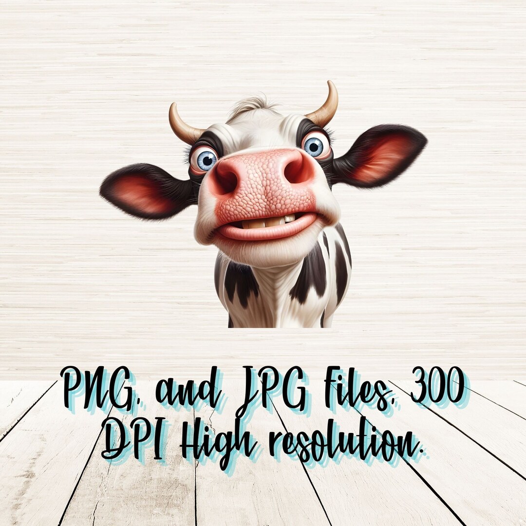 Funny Watercolor Dairy Cow PNG JPG File, Instant Digital Download, Cute ...