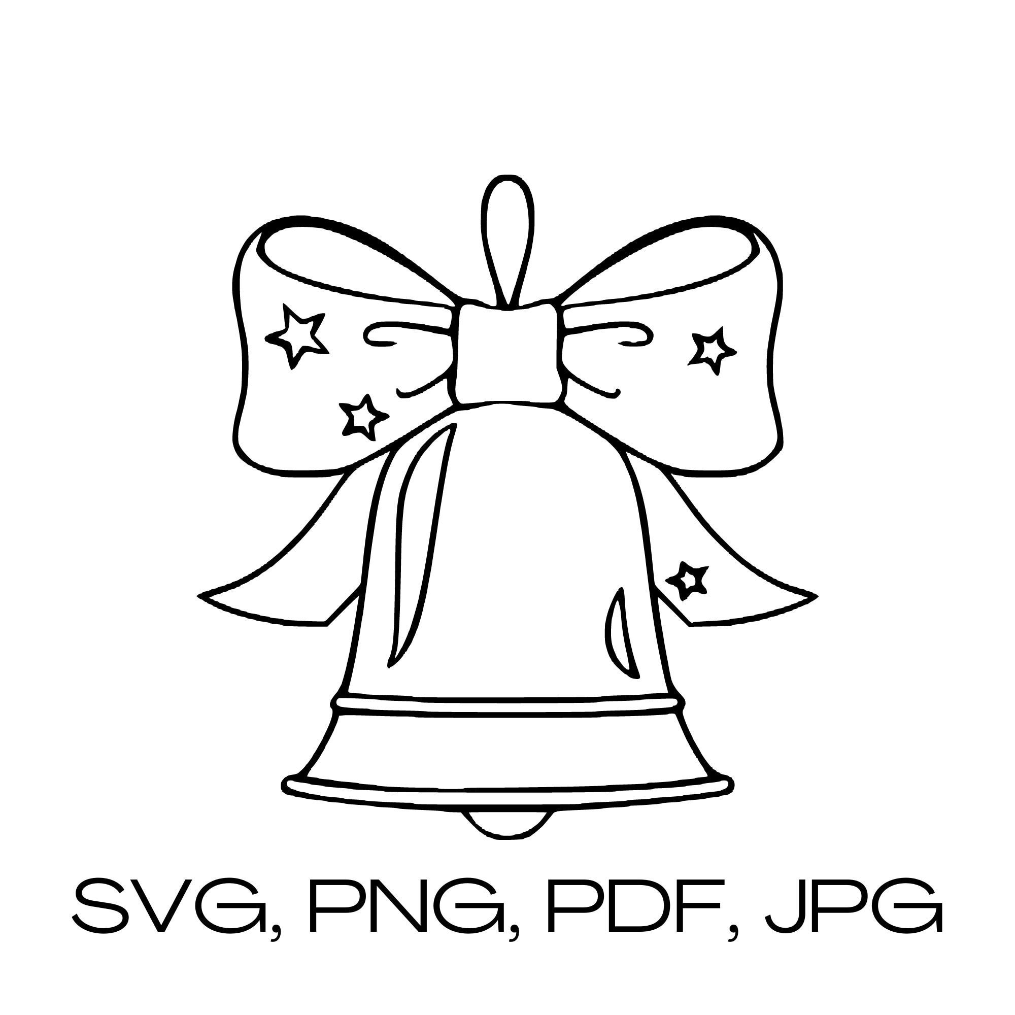 Christmas Bell Decal Outline Svg Png Jpg Pdf Vector Instant Digital ...