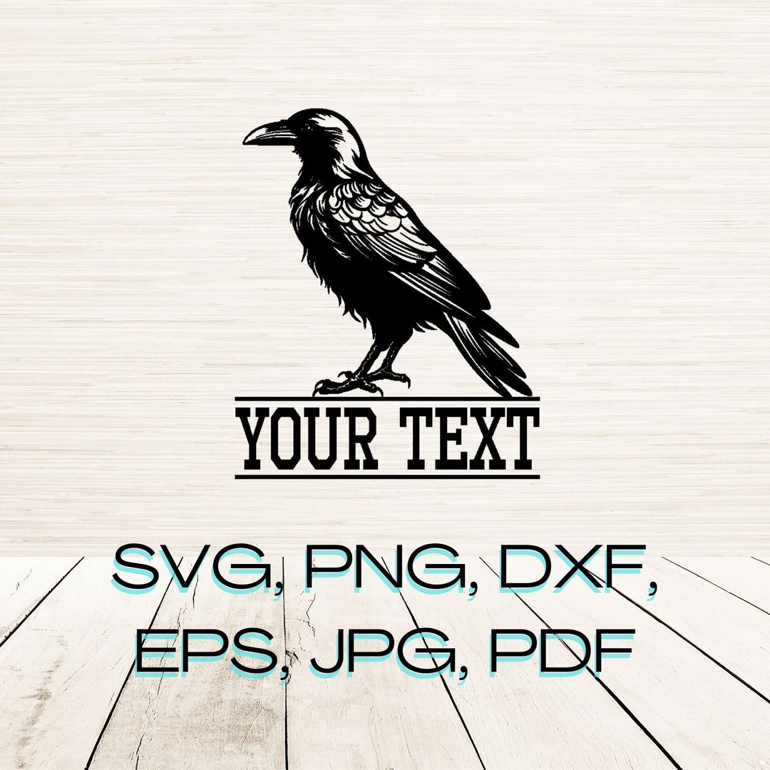 Split Monogram Raven Drawing Silhouette Svg Dxf Png Instant Digital ...