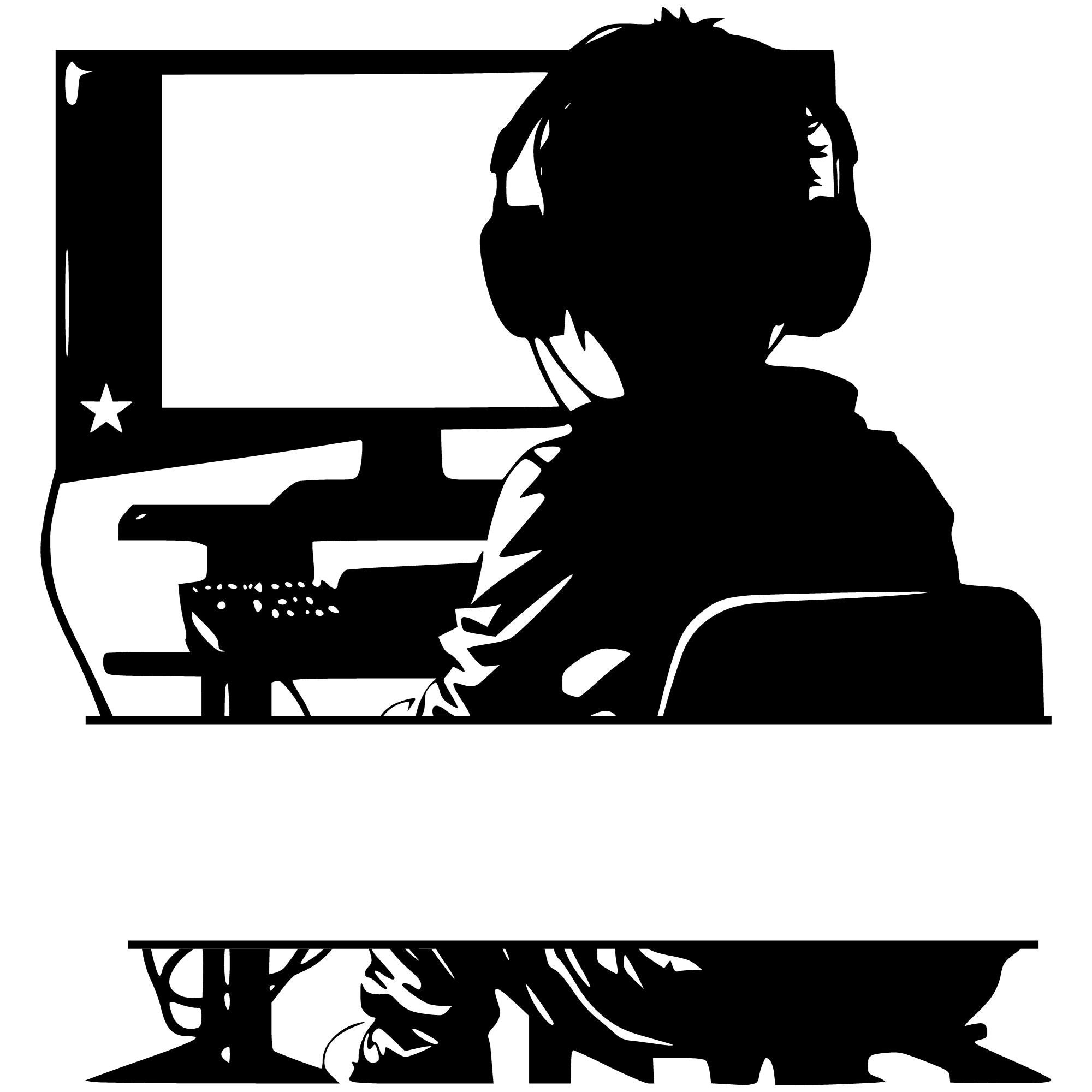 Split Monogram Gamer Art Svg Dxf Png Eps Instant Digital - Etsy