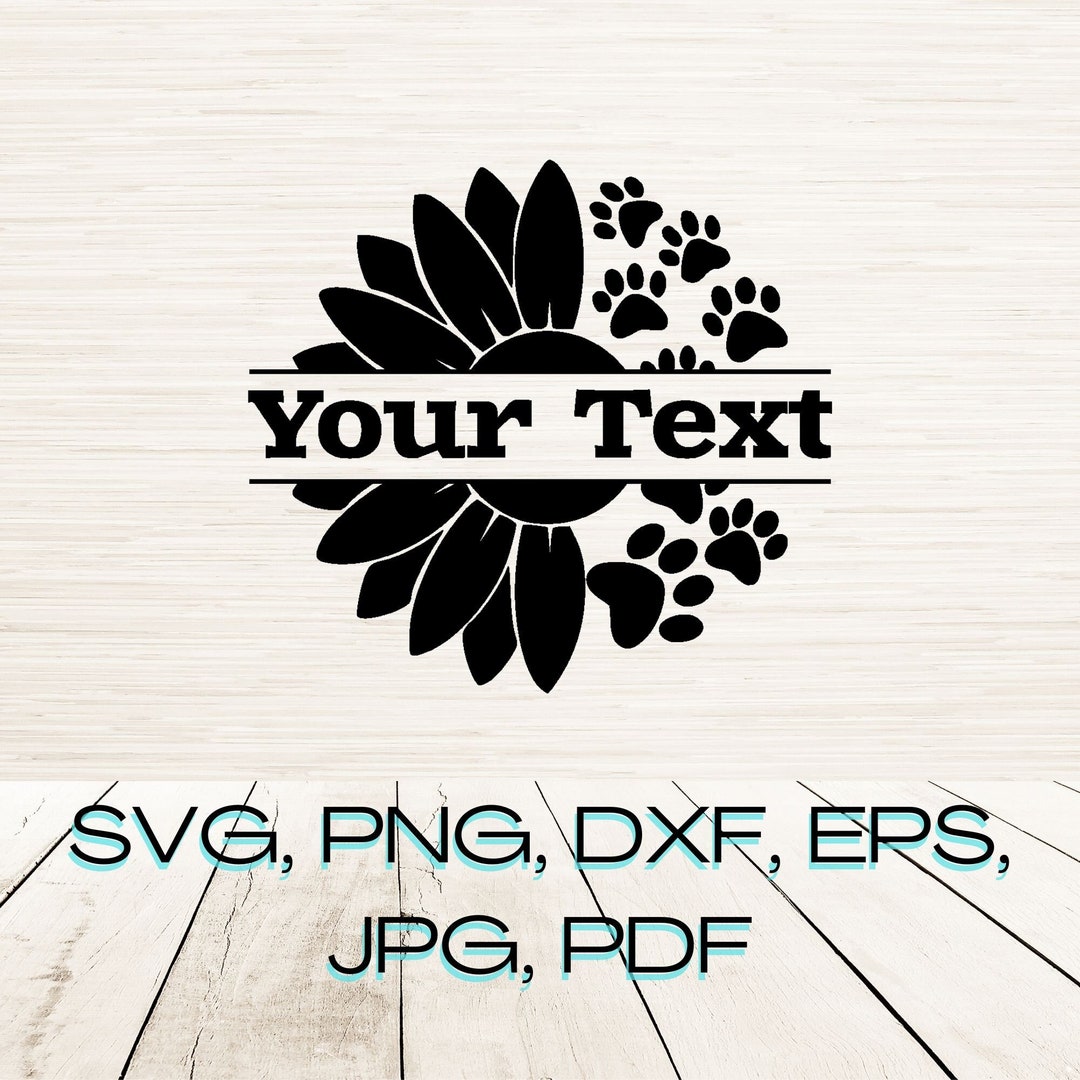 Split Monogram Paw Print Art Svg Dxf Png Eps Instant Digital Download ...