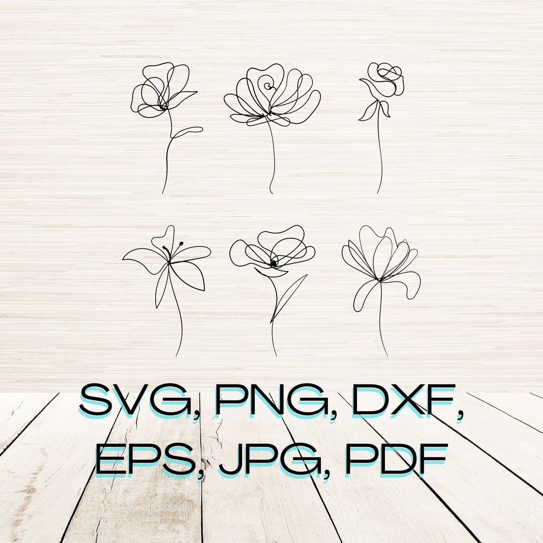 Minimalist Flower SVG Bundle, Instant Download, Silhouette, Spring ...