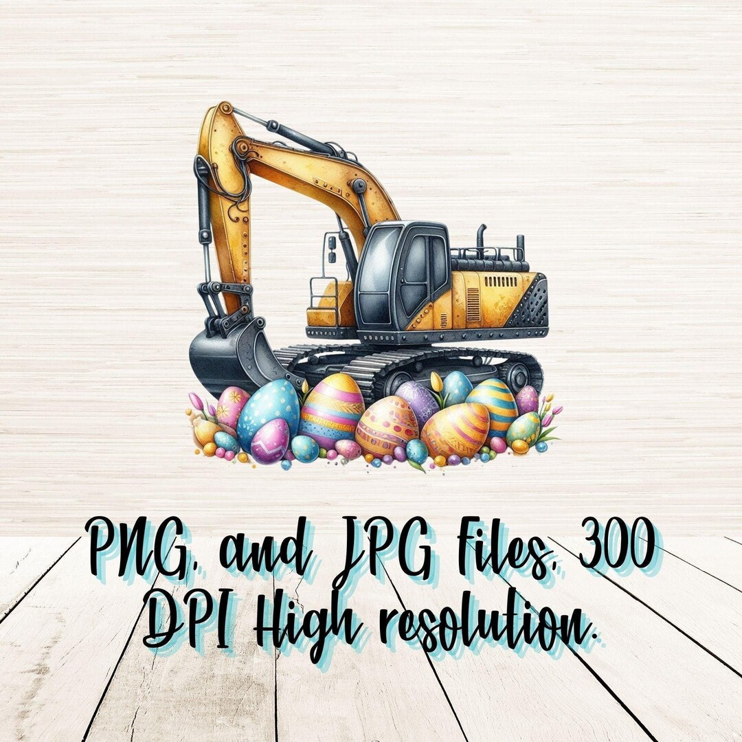 Watercolor Easter Excavator PNG JPG Instant Digital Download ...