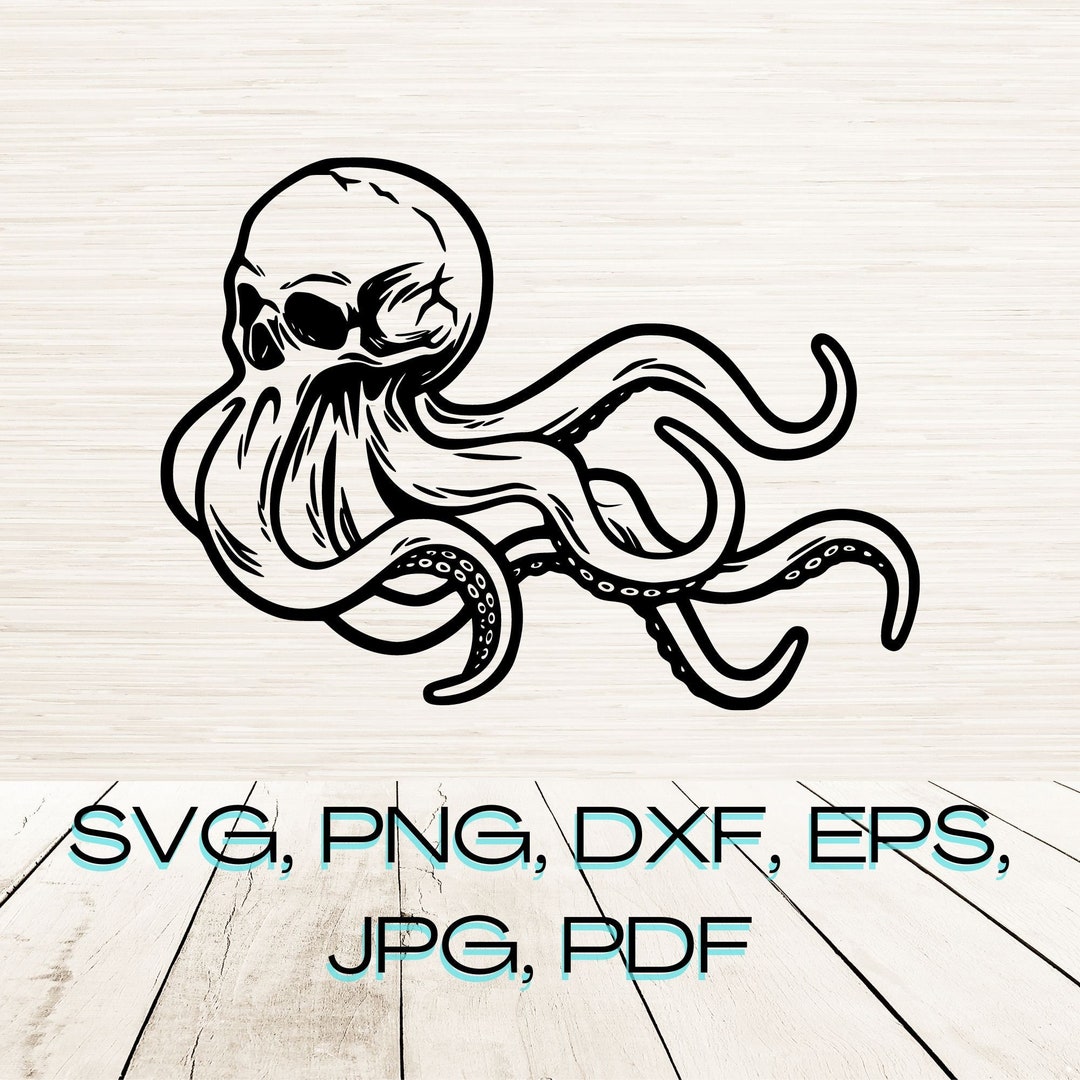 Octopus Skull Art Svg Png Dxf Instant Digital Download | Clipart ...