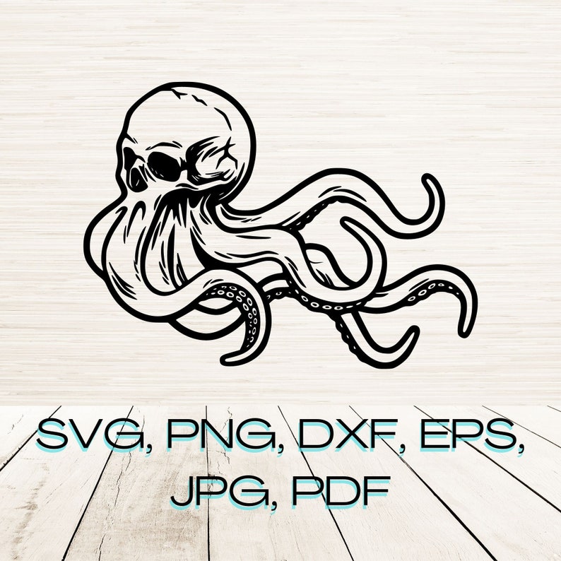 Octopus Skull Art Svg Png Dxf Instant Digital Download - Etsy