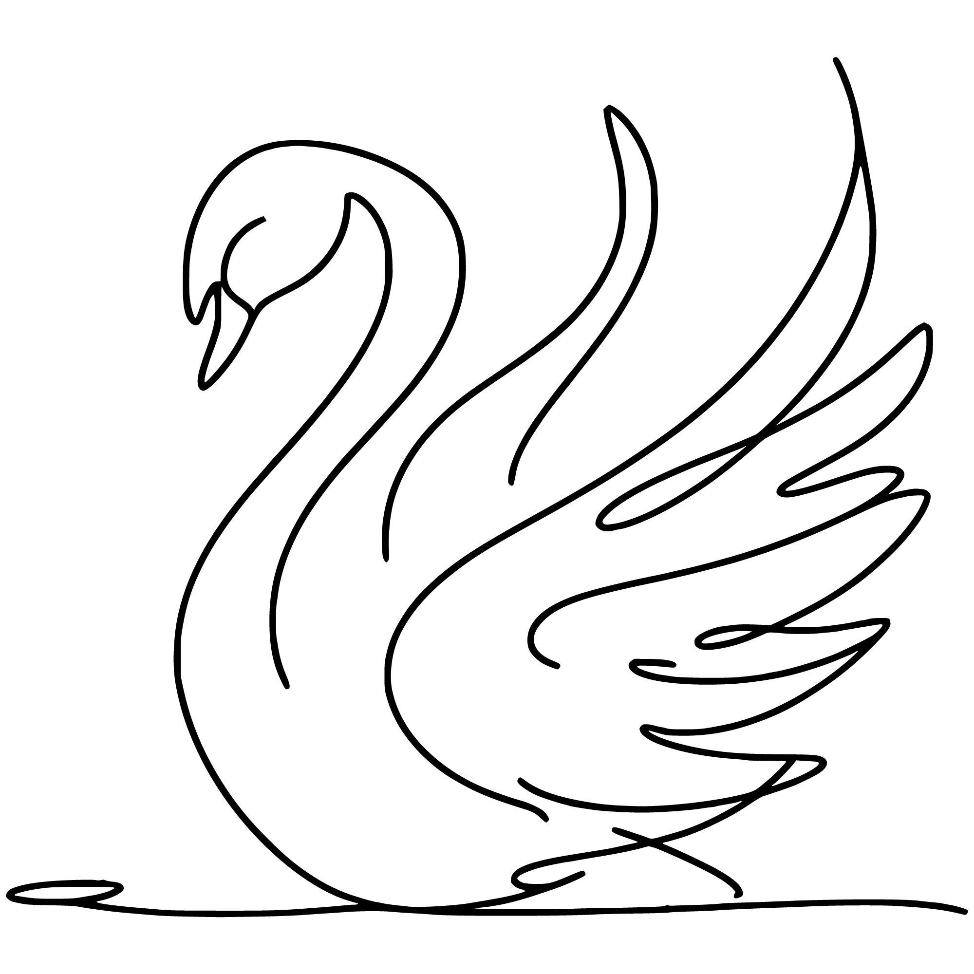 Minimalist Single Swan Line Art Svg Dxf Png Instant Digital Download ...