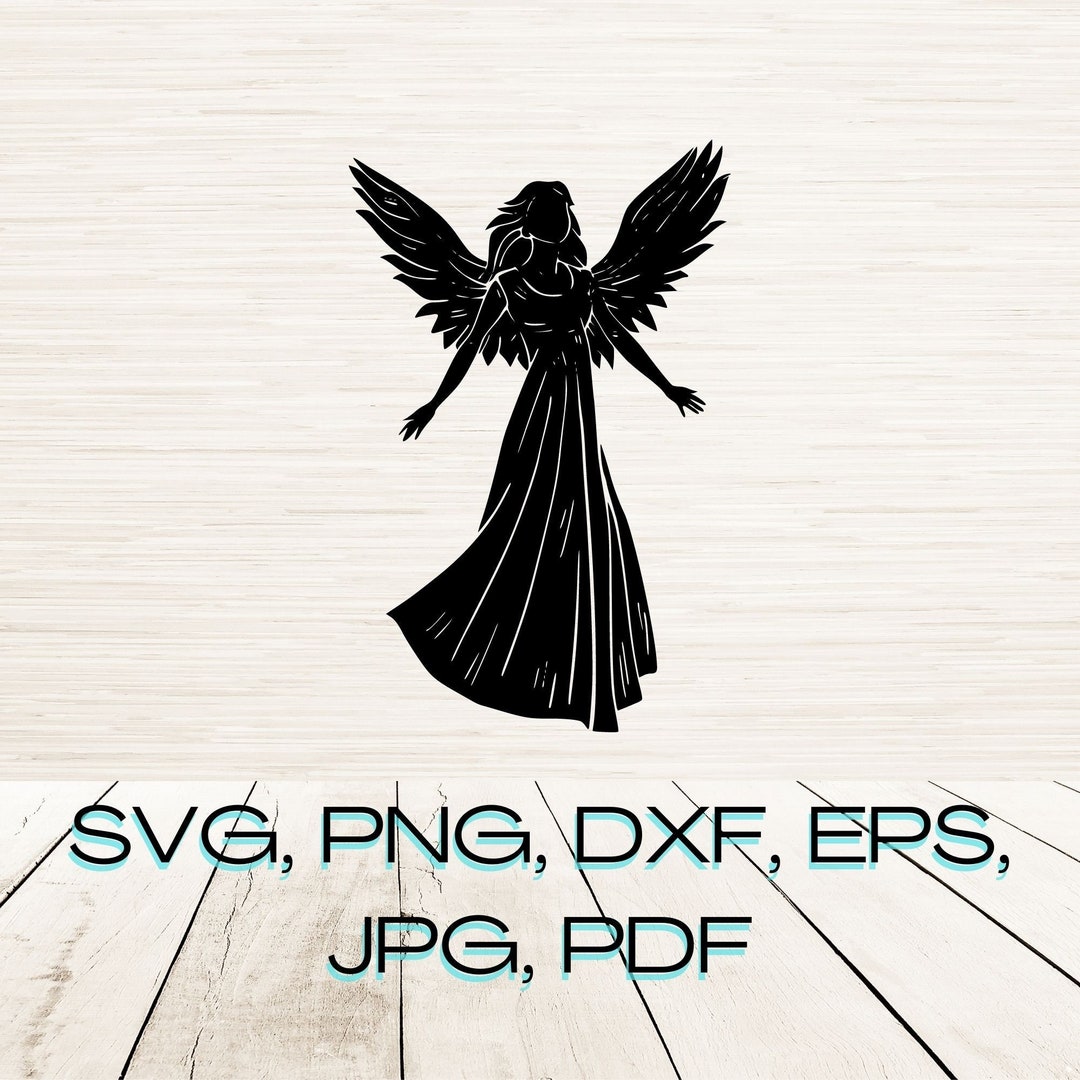 Angel Svg Dxf Eps Jpg Png Pdf Instant Digital Download, Black and White ...