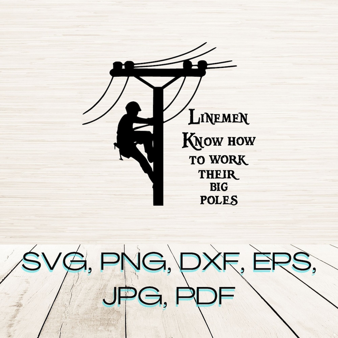 Linemen Art Svg Png Dxf Eps Jpg Pdf Instant Digital Download, Black and ...