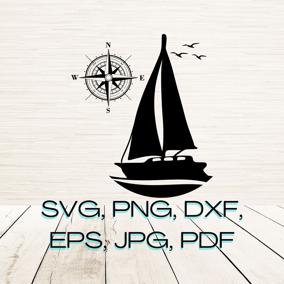 Sailboat Ocean Svg Png Dxf Eps Instant Digital Download | Silhouette ...