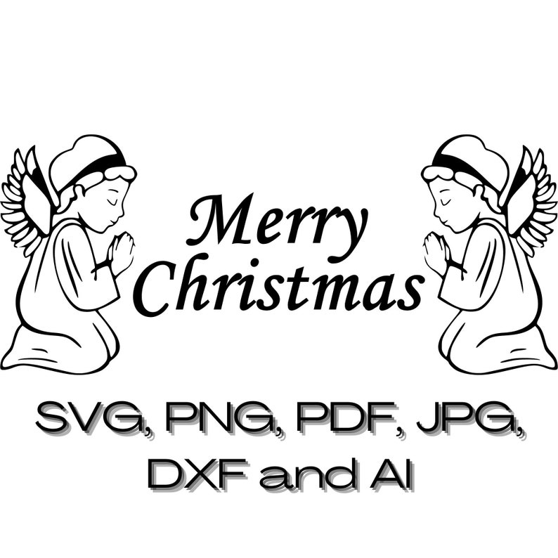 Merry Christmas With Angels Svg Dxf Instant Digital Download - Etsy