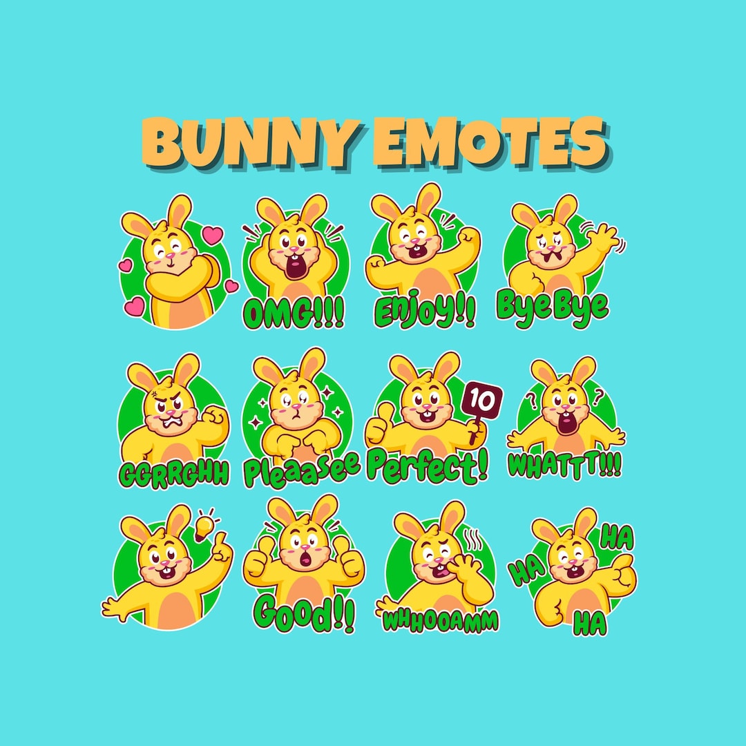 Bunny Rabbit Emotes | Twitch | Discord | Streaming | Youtube | Cute ...