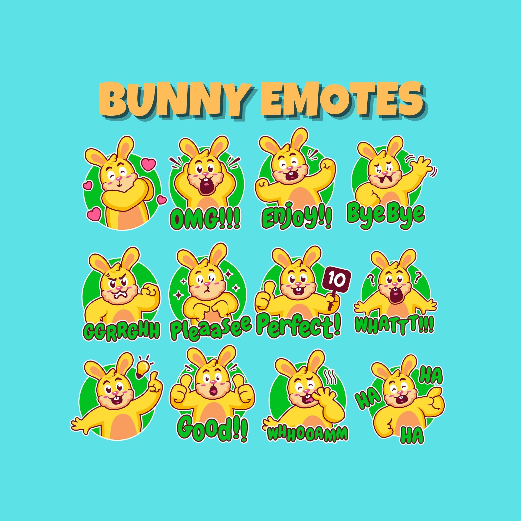 Bunny Rabbit Emotes Twitch Discord Streaming Youtube - Etsy