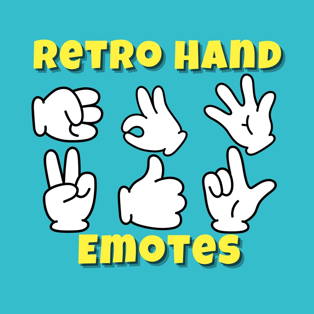 Retro Hand Emotes | Twitch | Discord | Streaming | Youtube | Cute Emoji ...