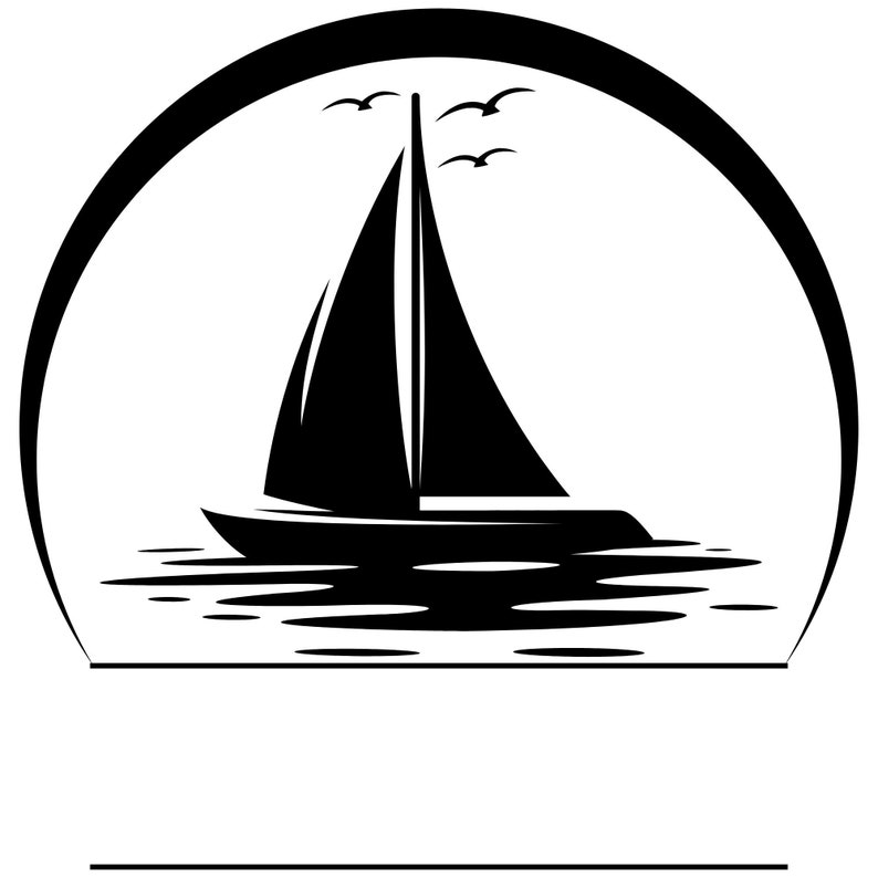 Split Monogram Sailboat Art Svg Dxf Png Instant Digital Download, Name ...
