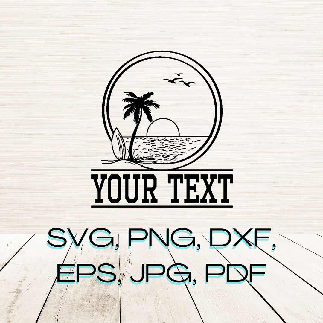 Split Monogram Beach Sunset Art Silhouette Svg Dxf Png Instant Digital ...