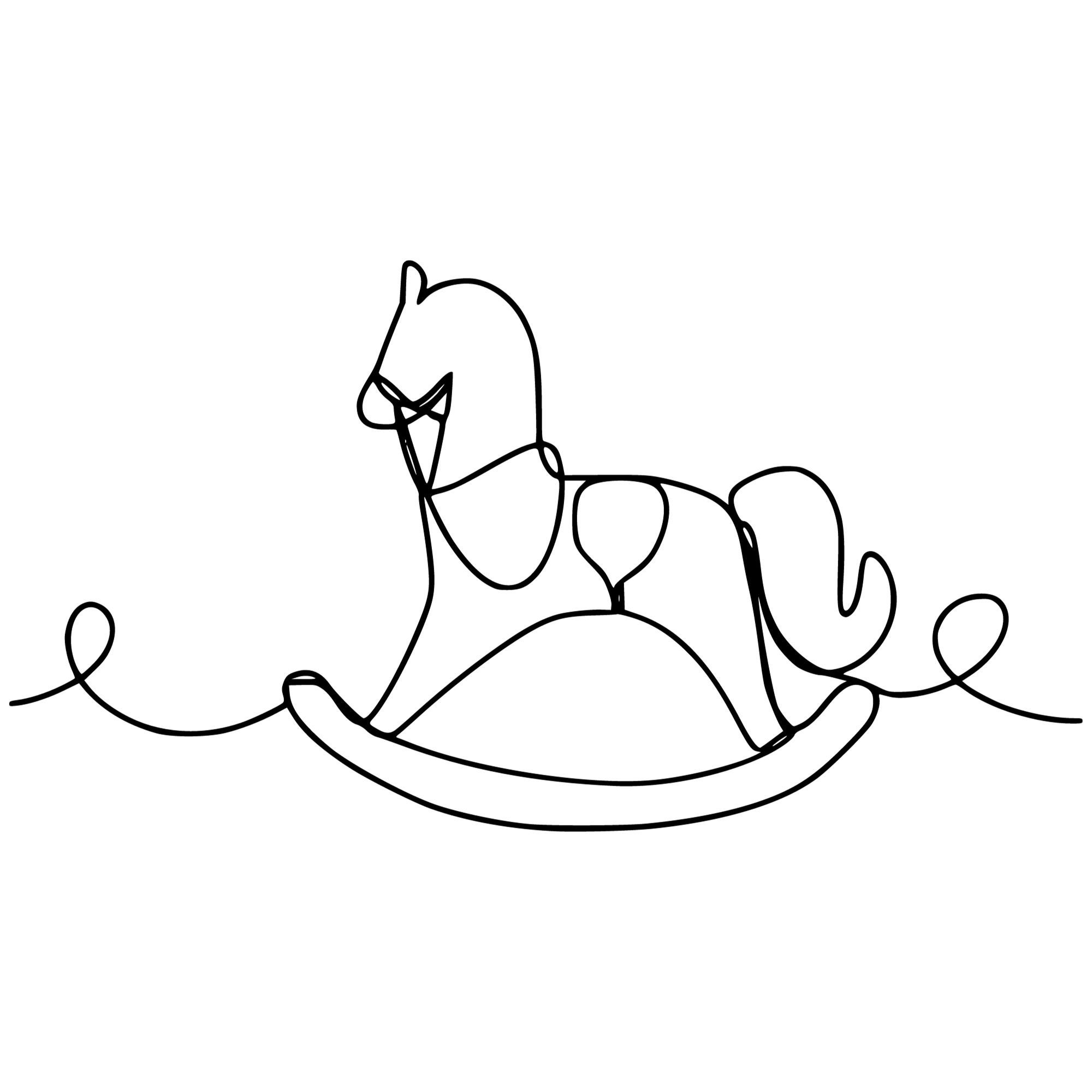 Minimalist Rocking Horse Line Art Svg Dxf Png Instant Digital Download ...