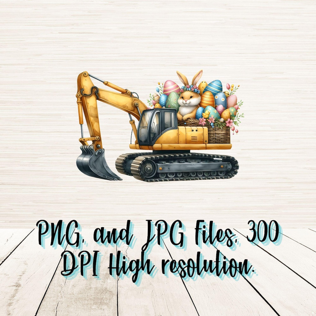 Watercolor Easter Excavator PNG JPG Instant Digital Download ...