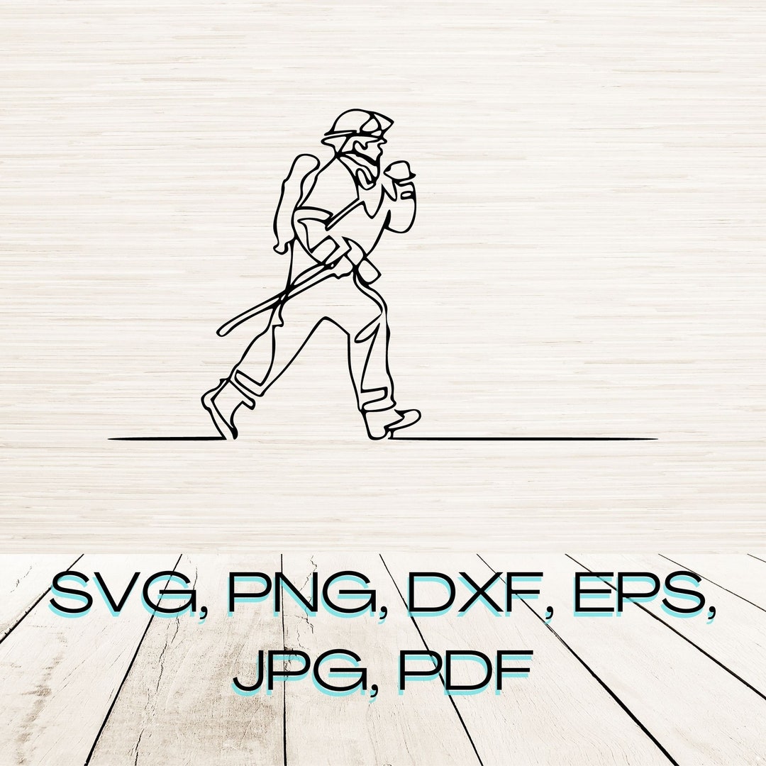 Line Art Firefighter Svg Dxf Eps Jpg Png Pdf Instant Digital Download ...
