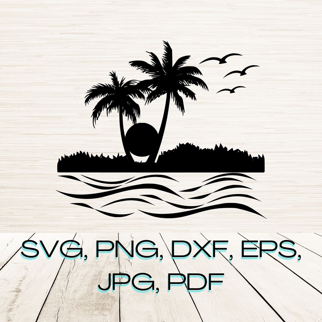 Beach Seaside Scene SVG DXF Png Eps Jpg Pdf Instant Digital Download ...