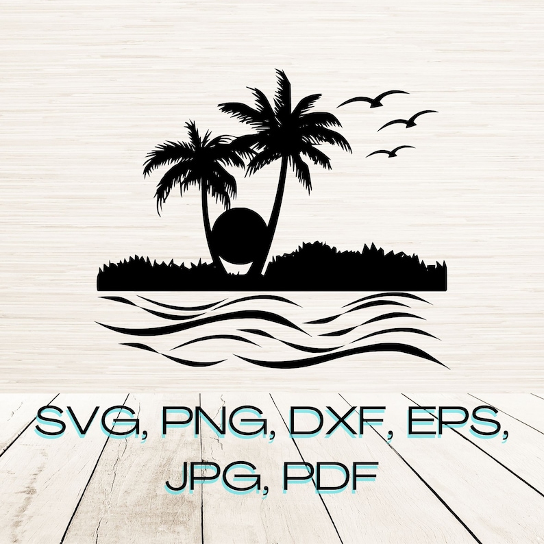 Beach Seaside Scene SVG DXF Png Eps Jpg Pdf Instant Digital - Etsy