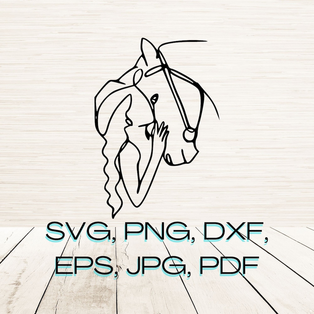 Line Art Frau und Pferd svg Dxf Eps Jpg Png Sofortiger digitaler ...