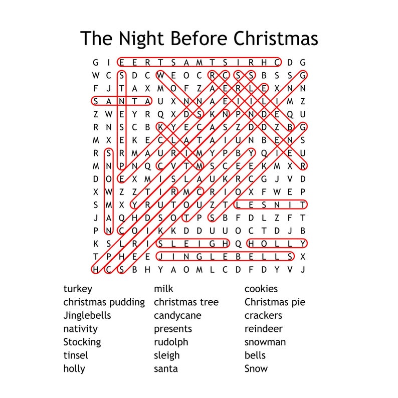 Christmas Word Search Printable Download PDF Instant Digital Download ...