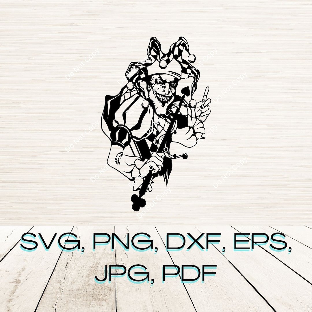 Joker Playing Card Svg Dxf Eps Png Instant Digital Download Clipart ...