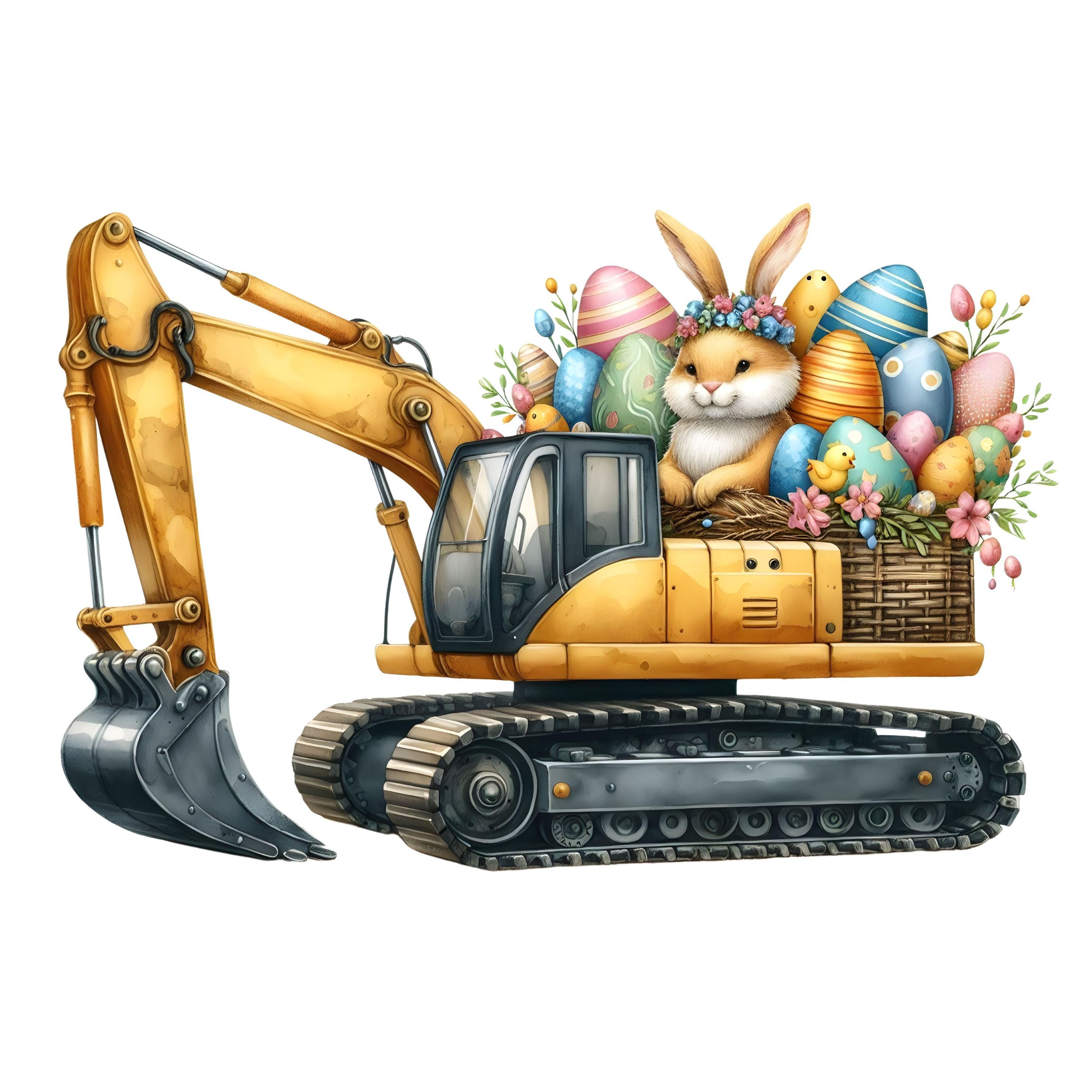 Watercolor Easter Excavator PNG JPG Instant Digital Download ...