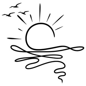 Minimalist Sunset and Seagull Line Art Svg Dxf Png Instant Digital ...