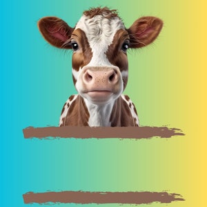 Split Monogram Cute Dairy Cow PNG JPG Instant Digital Download, Name ...