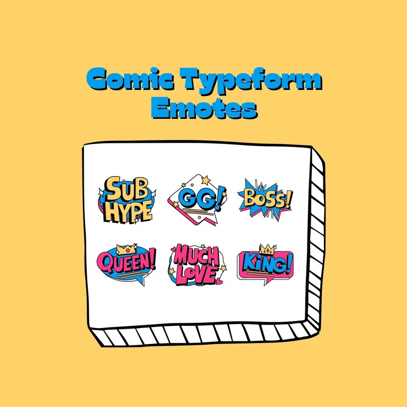 Comic Type Emotes | Twitch | Discord | Streaming | Youtube | Cute Emoji ...