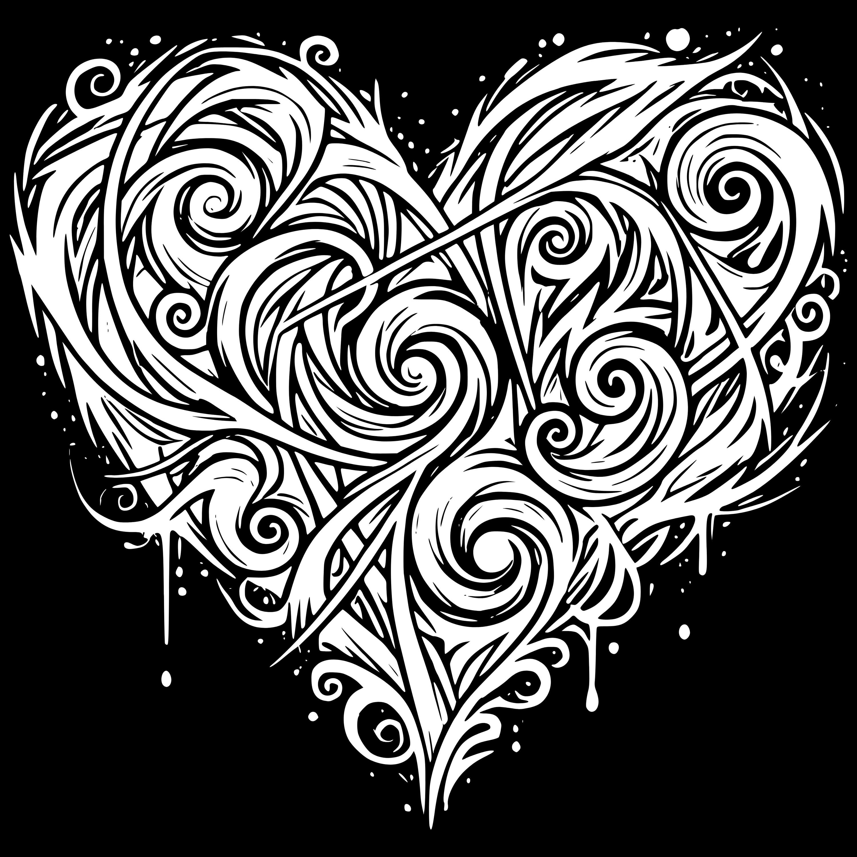 Crazy Heart Design Svg Png Instant Digital Download, Silhouette Clipart ...