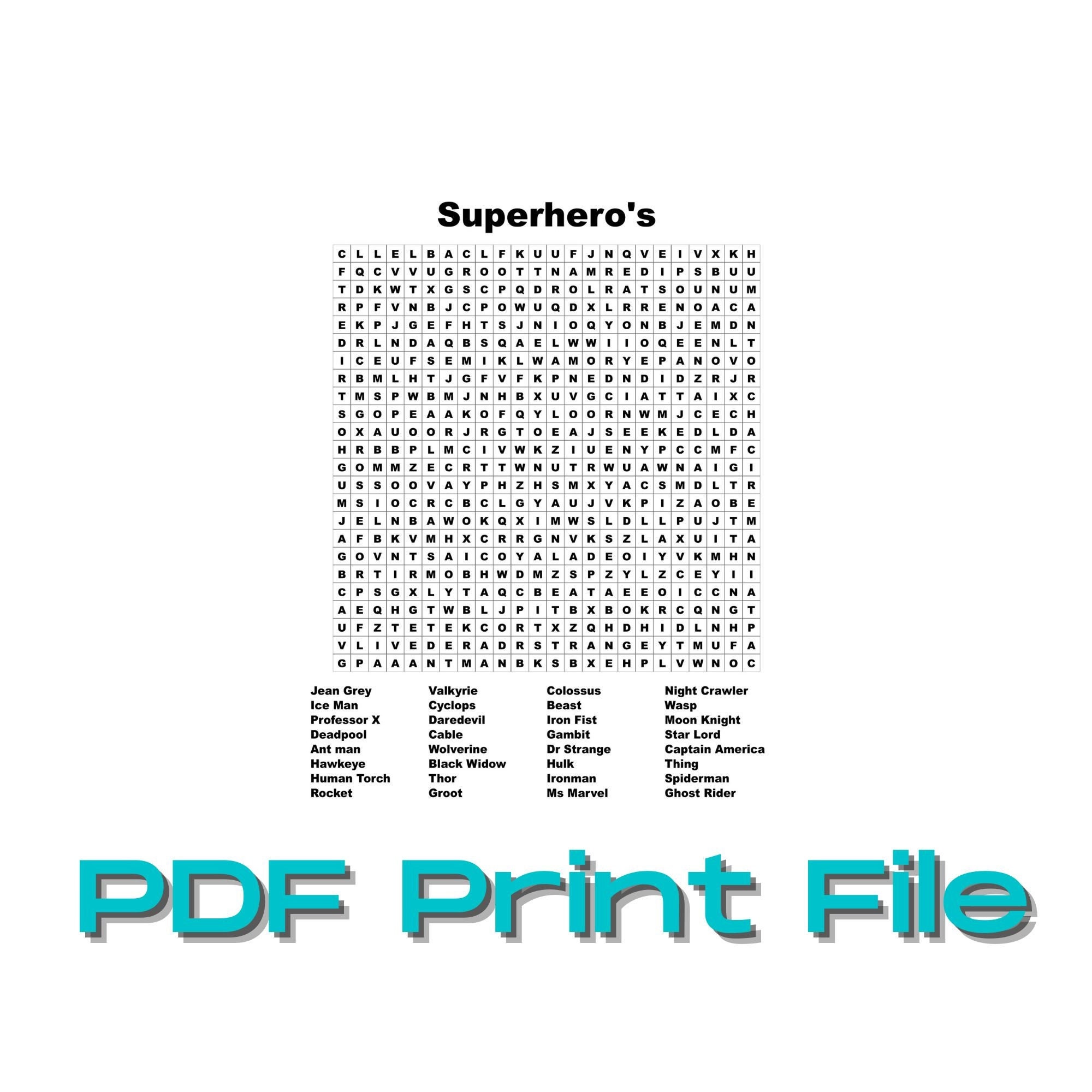 Kid's Superheros Word Search PDF Instant Digital Download | Printable ...