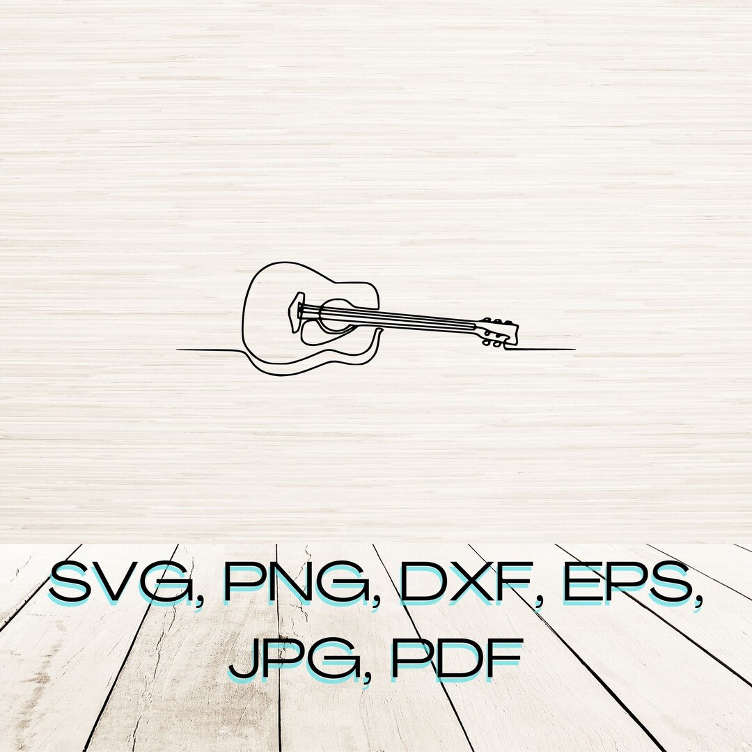 Minimalist Guitar Line Art Svg Dxf Png Eps Pdf Jpg Instant Digital ...