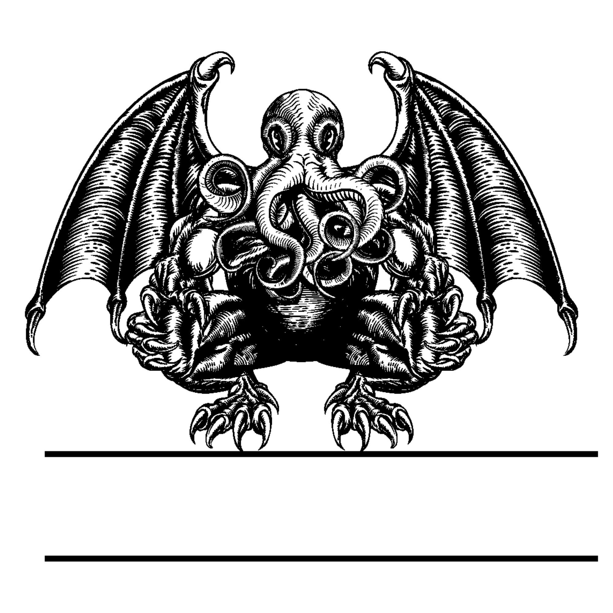 Split Monogram Gothic Cthulhu Silhouette Svg Dxf Png Instant Digital ...