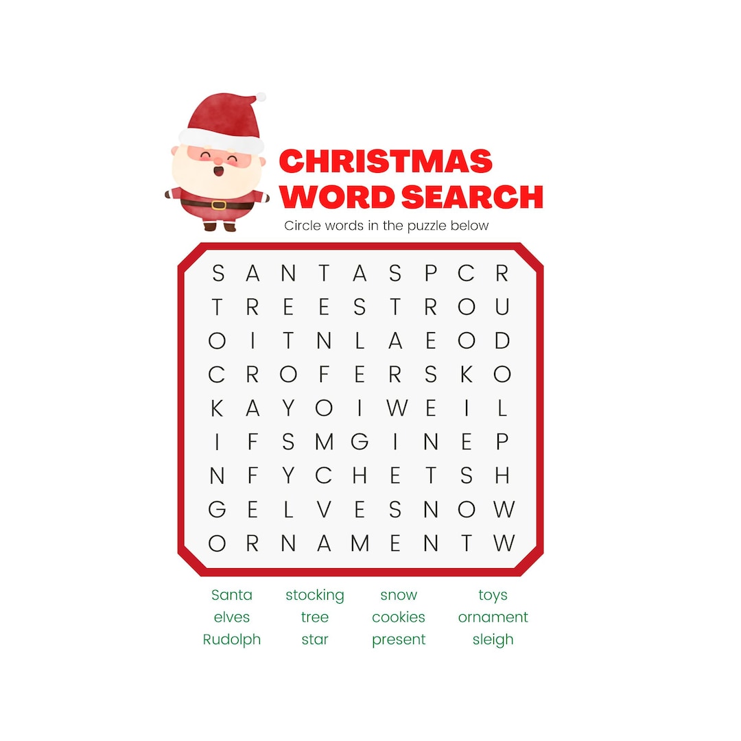 Christmas Games Printable Word Search | Kid Games | PDF Instant ...