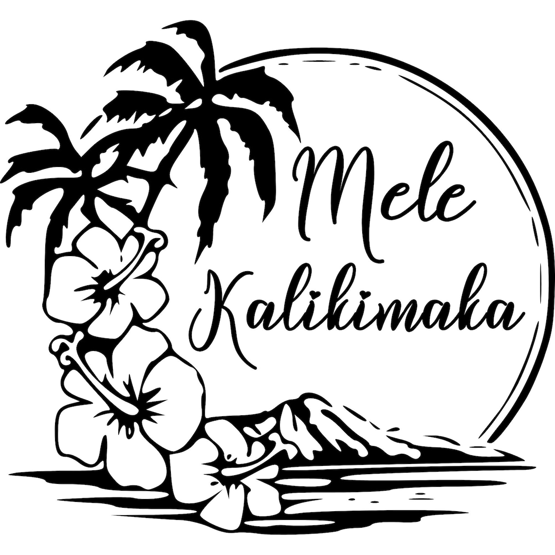 Mele Kalikimaka Floral Beach Scene Svg Dxf Instant Digital Download ...