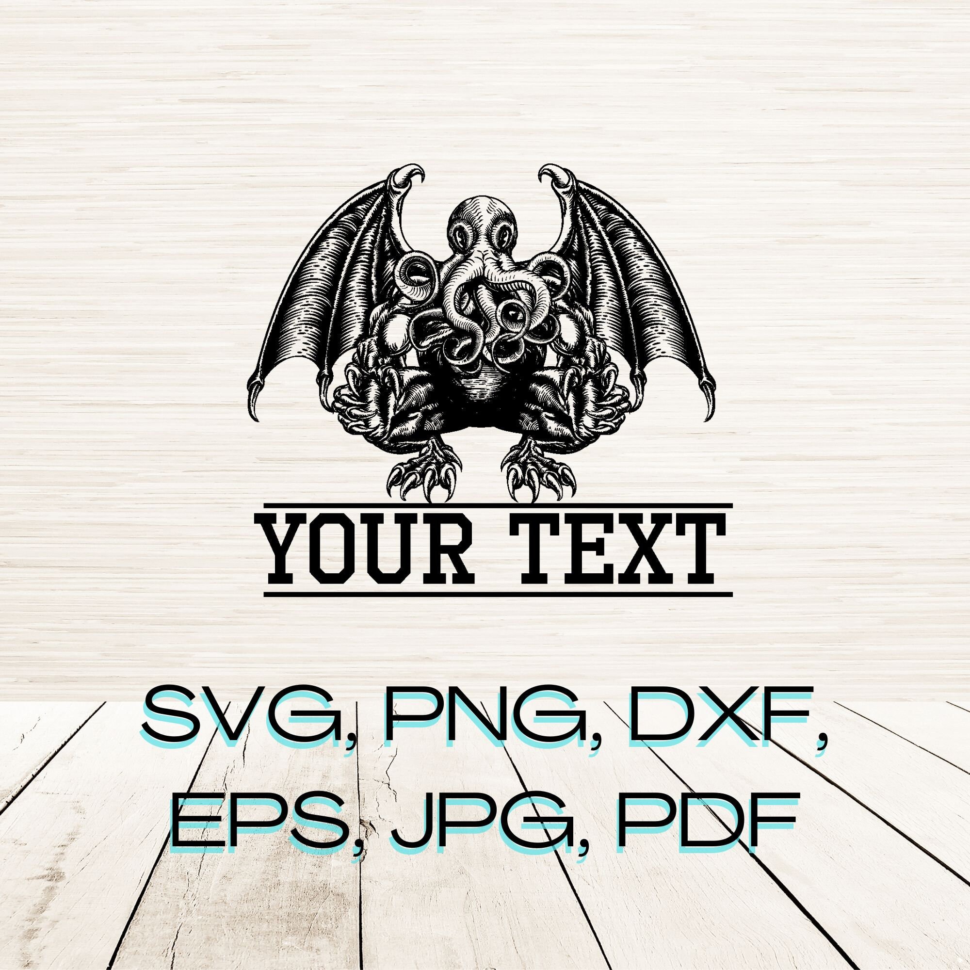 Split Monogram Gothic Cthulhu Silhouette Svg Dxf Png Instant Digital ...