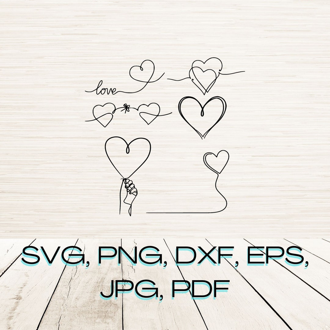 Line Art Heart Bundle Svg Dxf Eps Jpg Png Pdf Instant Digital Download ...