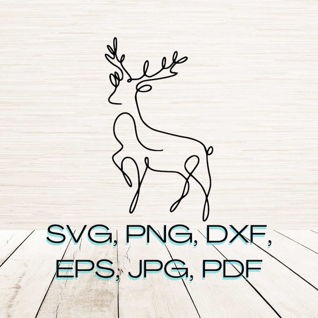 Christmas Line Art Reindeer Svg Dxf Eps Png Instant Digital Download ...