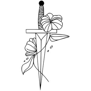 Line Art Floral Dagger Svg Dxf Eps Jpg Png Pdf Instant Digital Download ...