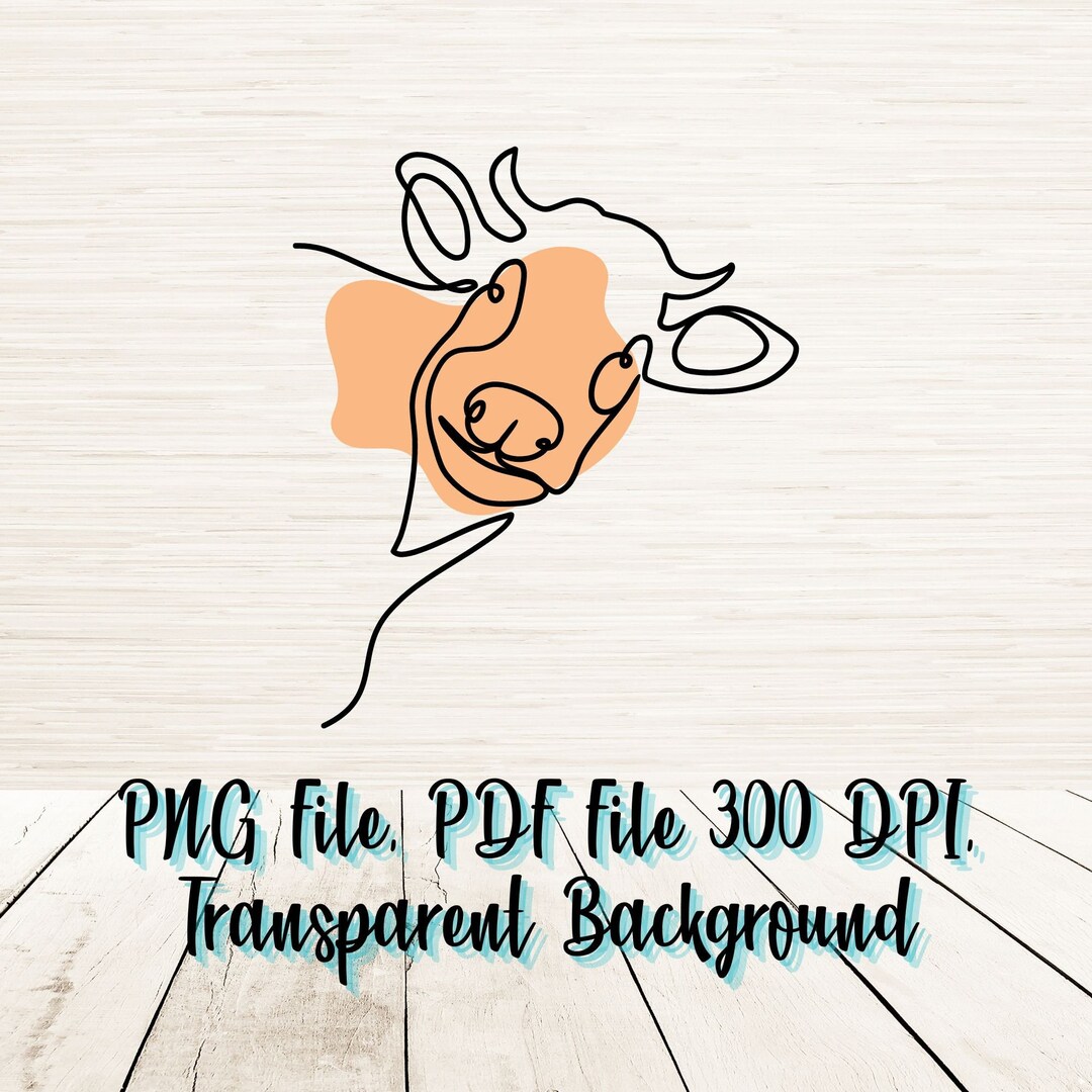 Minimalist Cow Portrait Art PNG File | Instant Digital Download ...