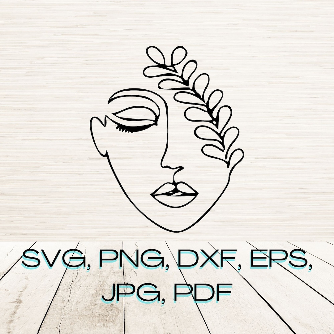 Line Art Floral Woman Svg Dxf Eps Jpg Png Pdf Instant Digital Download ...