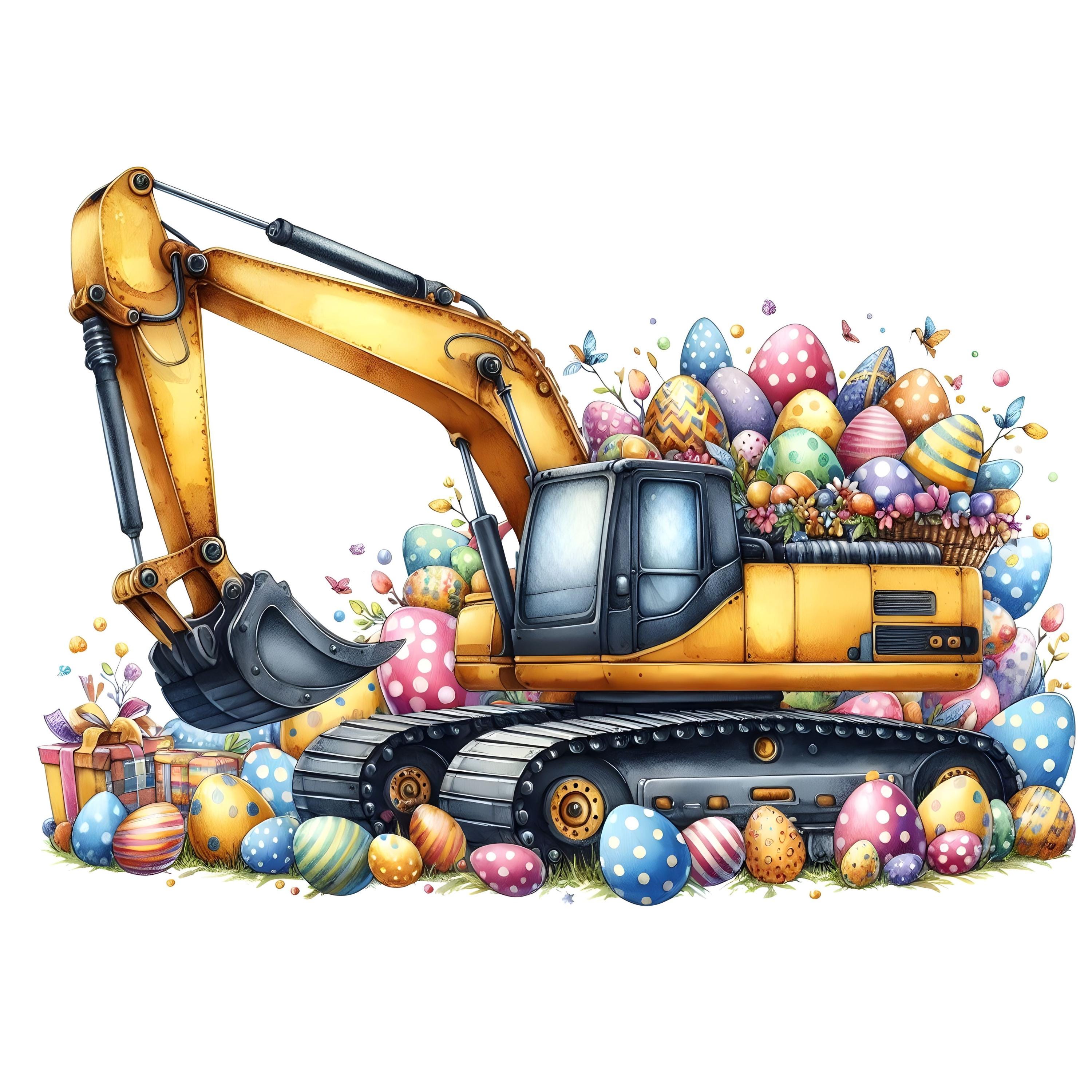 Watercolor Easter Excavator PNG JPG Instant Digital Download ...