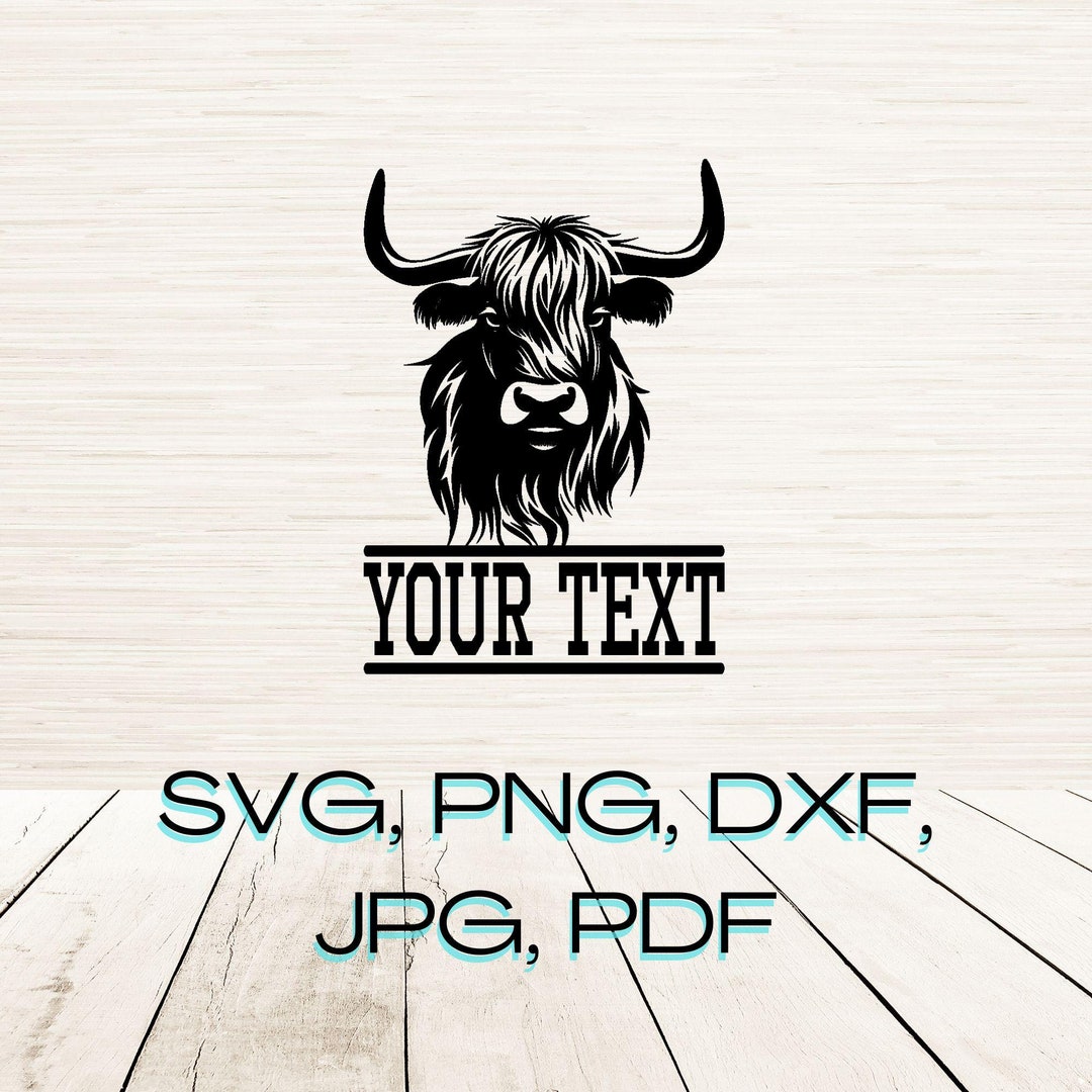 Split Monogram Highland Cow Silhouette Svg Png Instant Digital Download ...