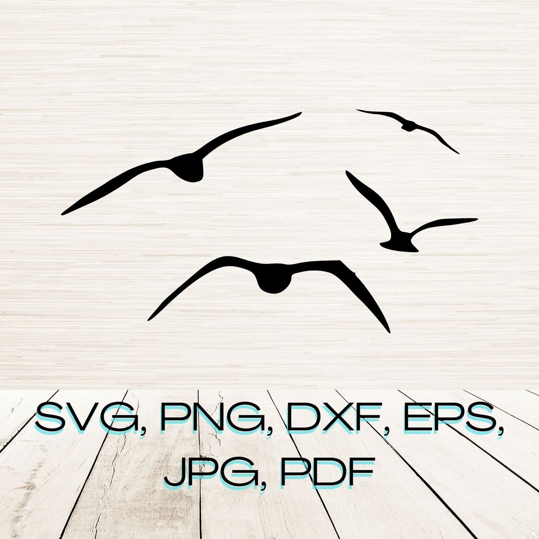 Seagull Flying Svg Dxf Eps Jpg Png Pdf Instant Digital Download ...