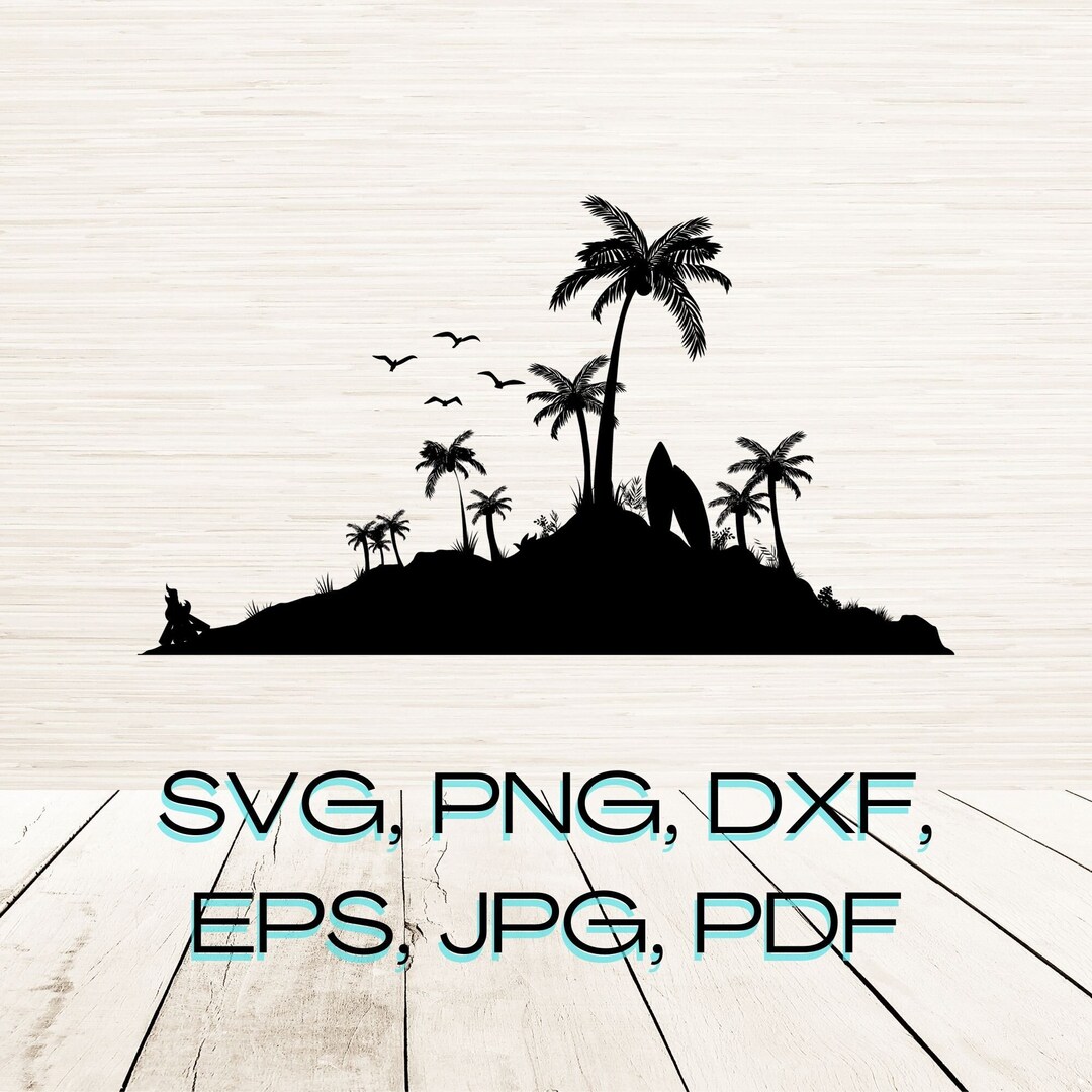 Bonfire Beach Scene Silhouette Svg File Png Dxf Instant Digital ...