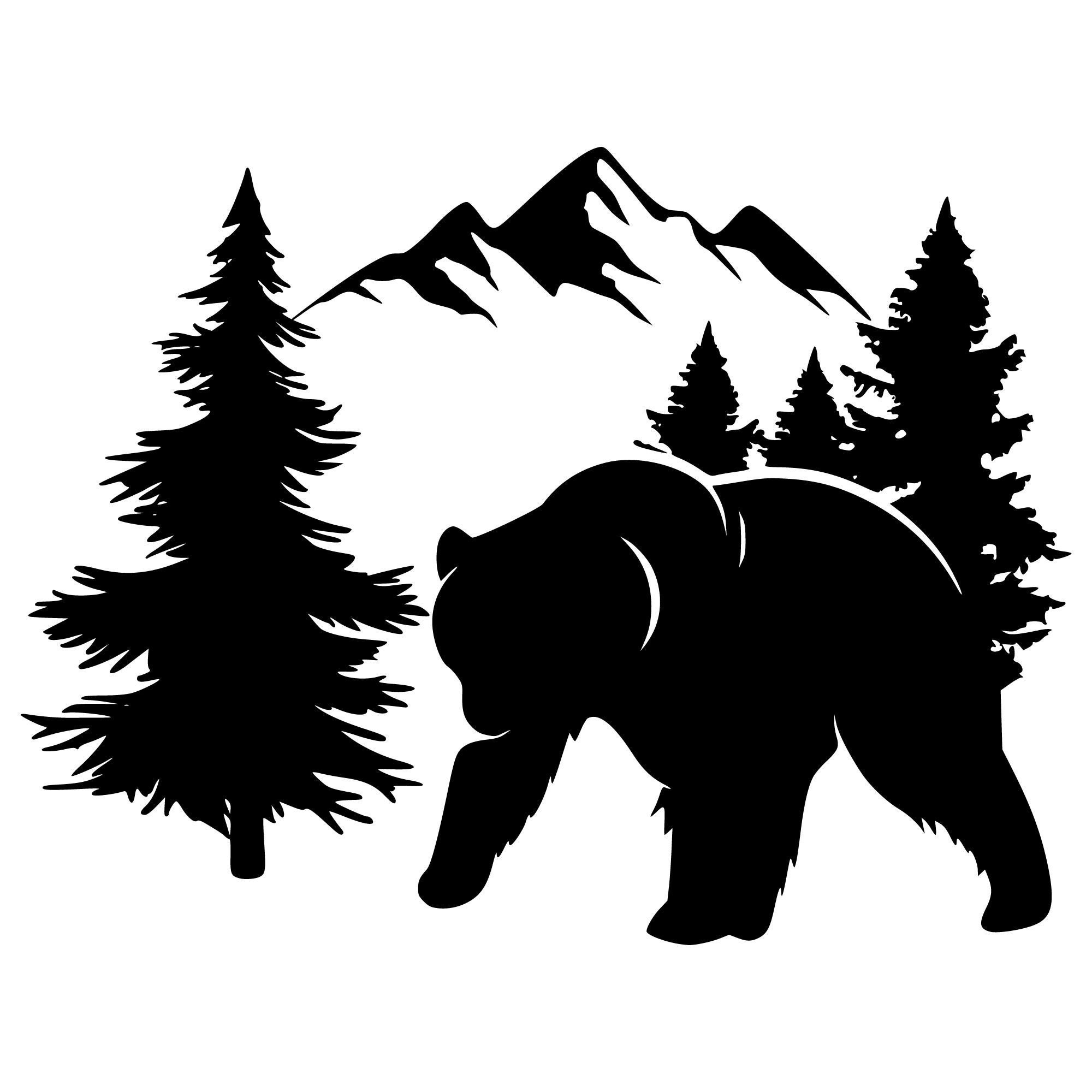 Bear Mountain Scene Logo Svg Dxf Eps Png Instant Digital Download ...