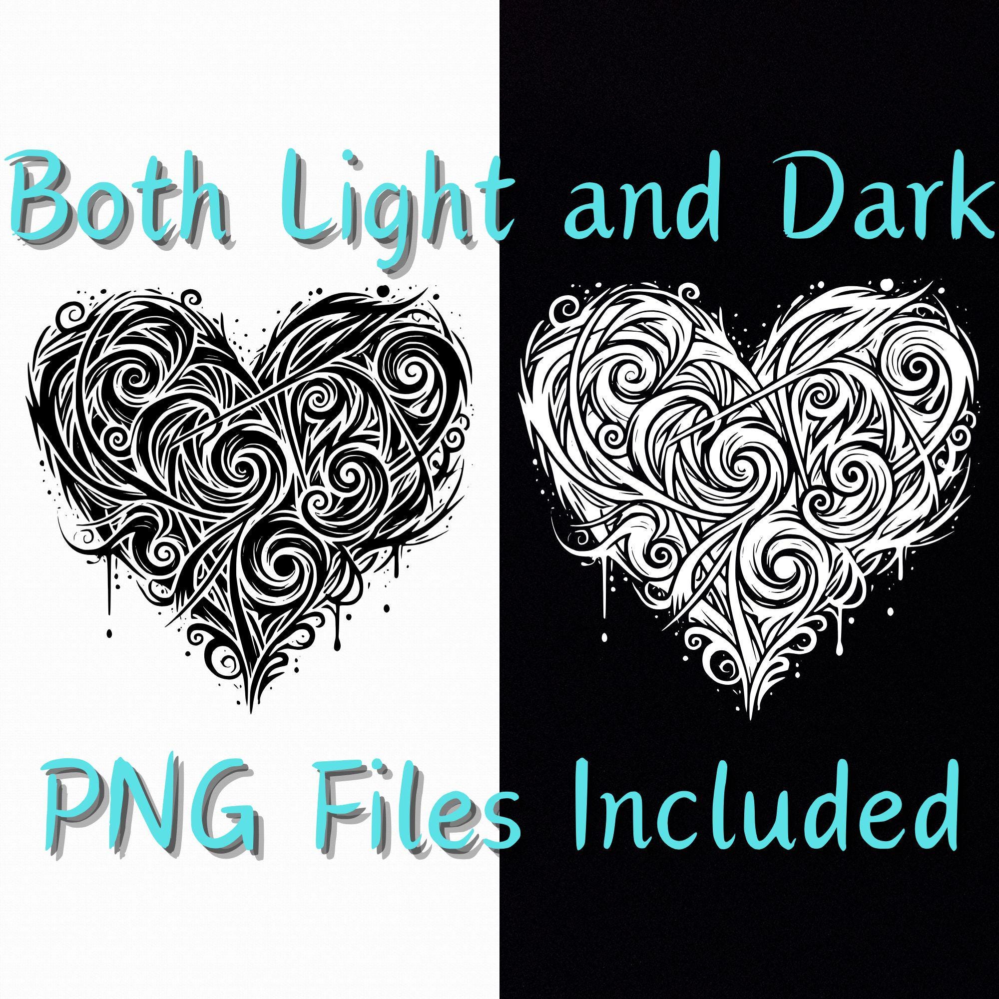 Crazy Heart Design Svg Png Instant Digital Download, Silhouette Clipart ...